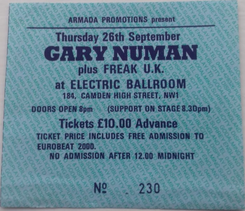 Gary Numan, London Camden Electric Ballroom, England, 26th September 1991