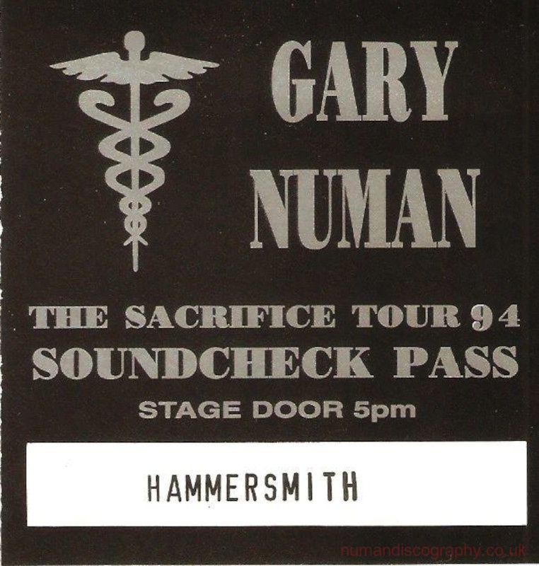 Gary Numan Concert at London Hammersmith Apollo England 05th November 1994